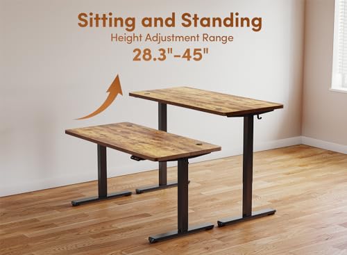BANTI 63'' Standing Desk, Electric Stand up Height Adjustable Home Office Table, Sit Stand Desk with Splice Board, Rustic Brown