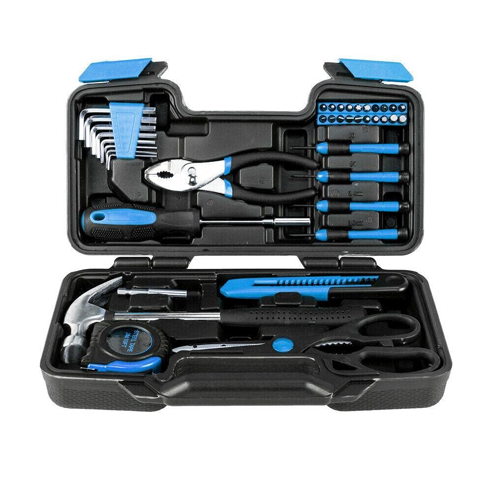 JTSQ 39pcs Portable Blue Tool Set Durable Mechanics Household Tools Kit With Case Box Tool box Tool set Tool kit Multi tool Tool organizer Tool box organizer Hand tools Tool storage Home improve