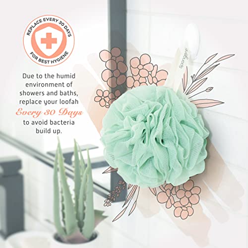 Spongentle Deep Cleansing Loofah Sponge, Pack of 4, Bath and Shower, Exfoliating Body Scrubber, Gorgeous Colors for Women and Men