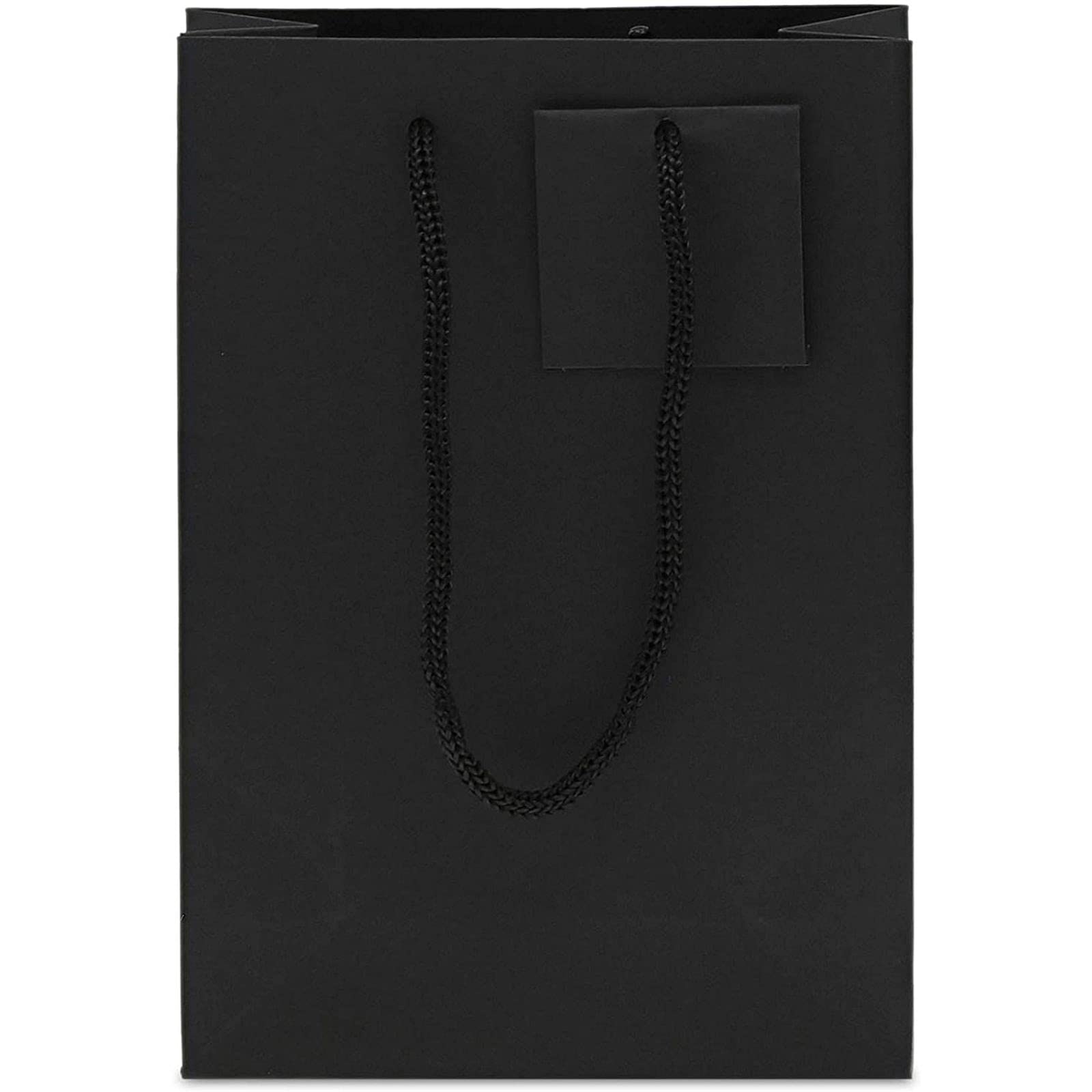 Sparkle and Bash Black Paper Gift Bags with Handles, Tags, Tissue Paper (8 x 5.5 In, 20 Pack)