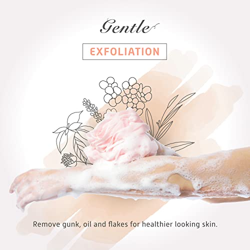 Spongentle Deep Cleansing Loofah Sponge, Pack of 4, Bath and Shower, Exfoliating Body Scrubber, Gorgeous Colors for Women and Men