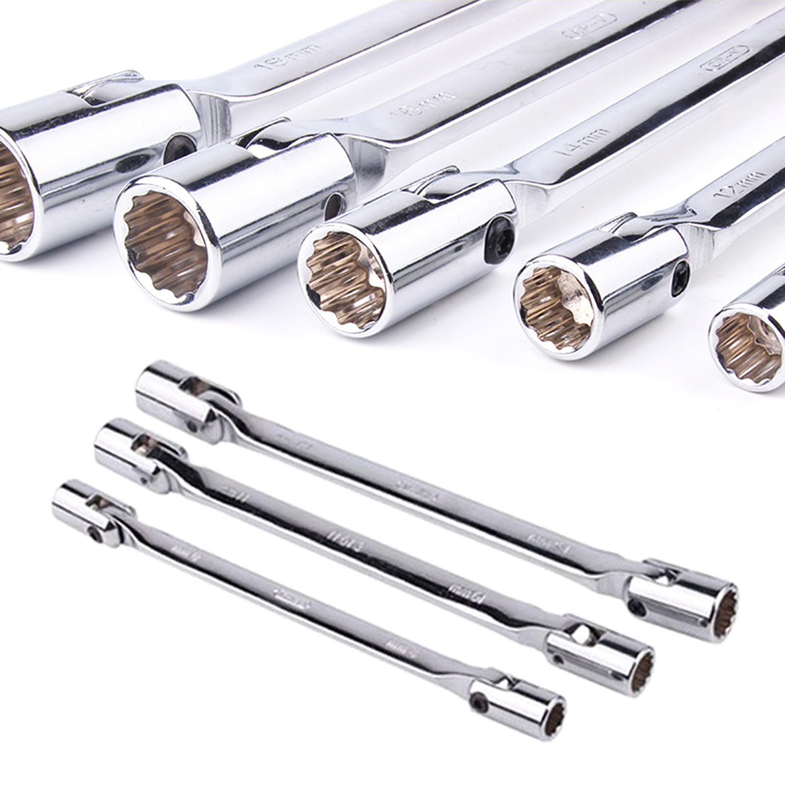 Multifunctional Swivel Box End Head Flexible Socket Wrench Spanner Set For Automotive Maintenance Home Improvement 3pcs Swivel Head Spanner Wrench Flexible Socket Double Point Spanner Hand Tool Wrench