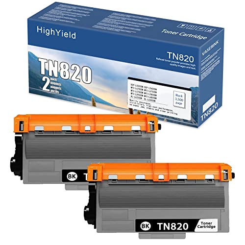 VASERINK 2 Pack Black TN820 Toner Cartridge Compatible Replacement for Brother DCP-L5650DN MFC-L6750DW MFC-L5900DW HL-L6300DW Printer