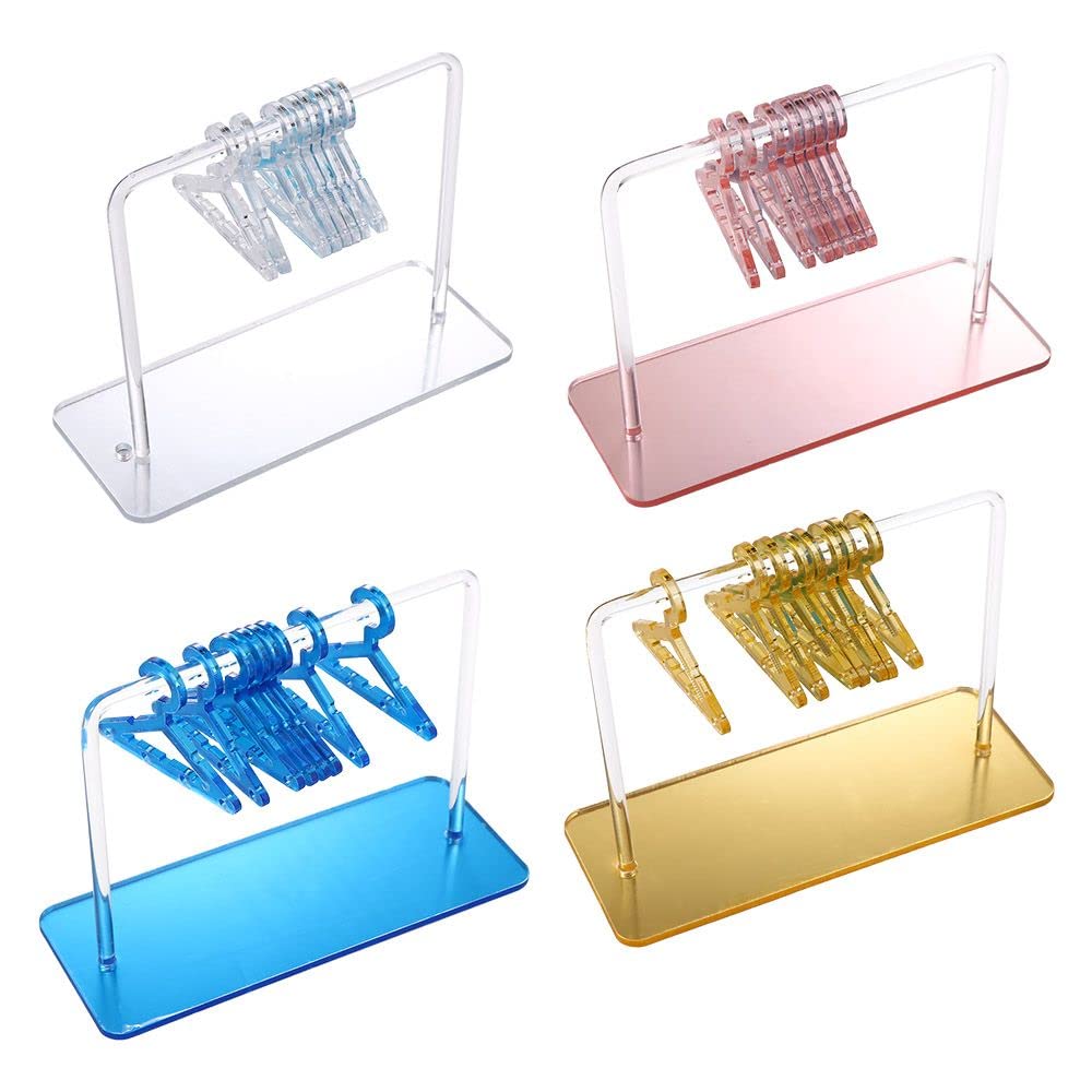 1PCS Earring Display Stand,Multi-color Coat Hanger Shape Display Stand Transparent Earrings Holder Acrylic Jewelry Display Organizer(Gold)