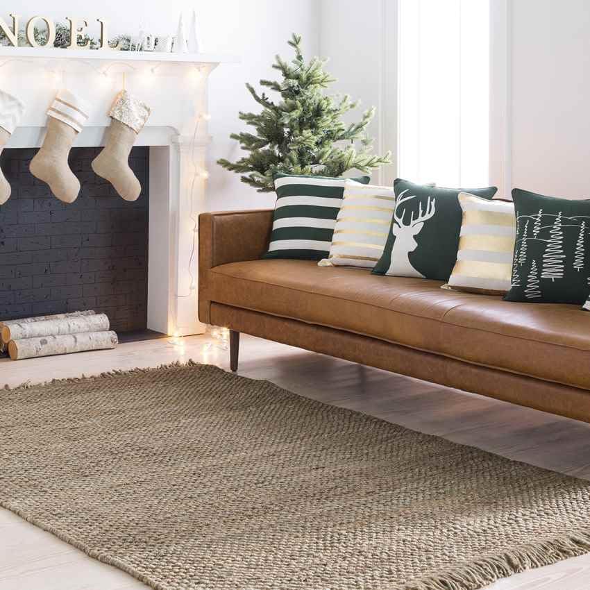 BROOKS DECOR Area Rugs, 2x3 Solid and Border Brown Area Rug Carpet for Living Room, Bedroom or Kitchen (2' x 3')