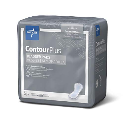 Medline ContourPlus Bladder Control Incontinence Pads, Maximum Absorbency, 6.5" x 13.5", 28 Count