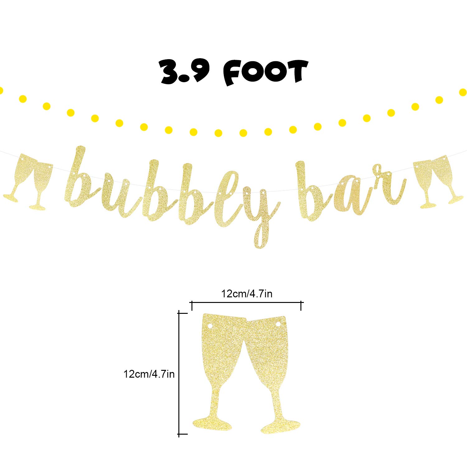 LINGTEER Bubbly Bar Gold Glitter Bunting Banner Perfect for Wedding Bridal Shower Bachelorette Party Gift Keepsake Decorations Backdrop Sign.