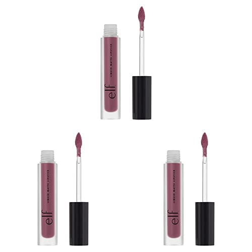 e.l.f. Cosmetics Liquid Matte Lipstick, Highly Pigmented, Quick Drying & Smudge Proof, Nourish & Soften, Diamond-Shaped Wand, Wine Tour (Pack of 3)