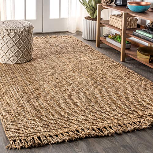 JONATHAN Y NRF103A-5 para Hand Woven Chunky Jute with Fringe Area-Rug, Bohemian, for Bedroom, Kitchen, Living Room,5 X 8,Natural