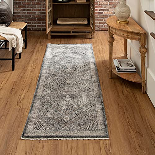 Mohawk Home Branley Transitional Geometric Ornamental Gray 1' 11" x 10' Area Rug Perfect for Living Room, Dining Room, Office