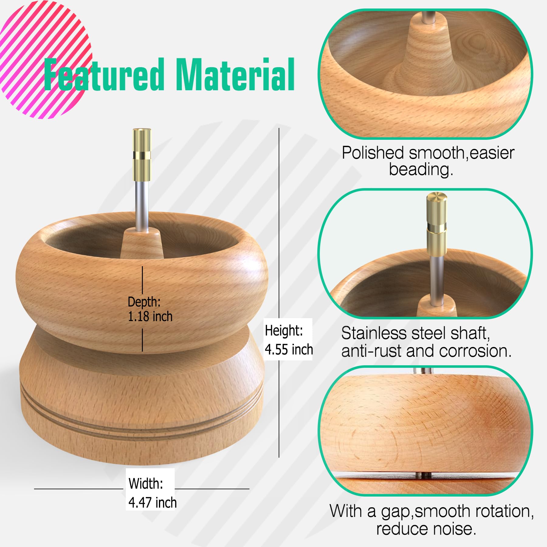 Bead Spinner Bowl with 5 Beading Needles, Spin Beading Bowl for Jewelry Making, Waist Bead Spinner with Seed Bead Kit, Stringing Bead Loader Holder