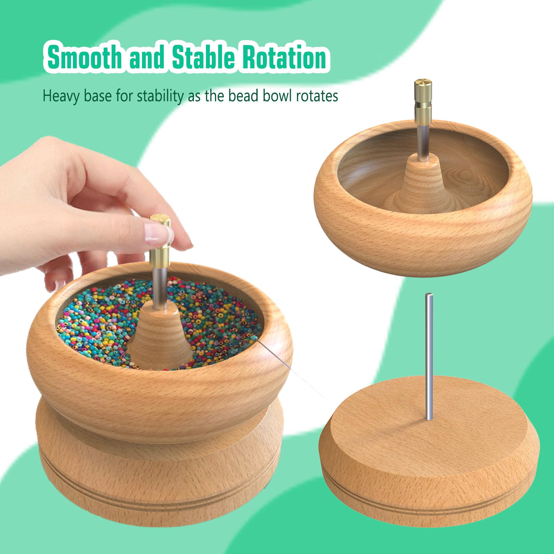 Bead Spinner Bowl with 5 Beading Needles, Spin Beading Bowl for Jewelry Making, Waist Bead Spinner with Seed Bead Kit, Stringing Bead Loader Holder