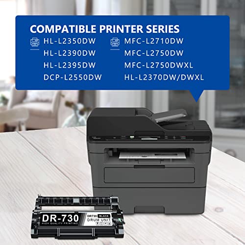 (13,000 Pages) DR-730 DR730 Black Drum Unit 1Pack Many Compatible Replacement for Brother DR730 Drum Unit DCP-L2550DW MFC-L2750DWXL HL-L2390DW HL-L2395DW HL-L2370DW/DWXL Printer (Not Include Toner)