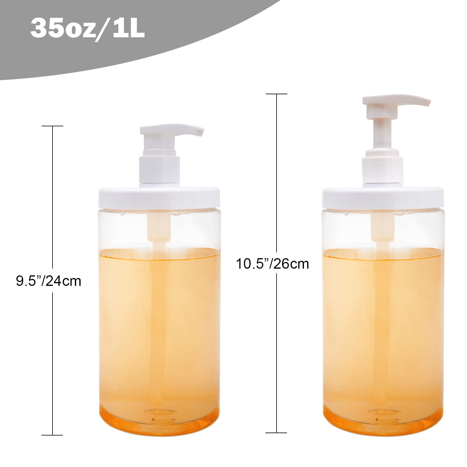 Cosywell Pump Bottle Dispenser Plastic Pump Bottles Refillable Bottles Wide Mouth Jar Style Empty Pump Bottles Bathroom Shower Containers for Lotion Shampoo Conditioner (White, 3X 1000ml)