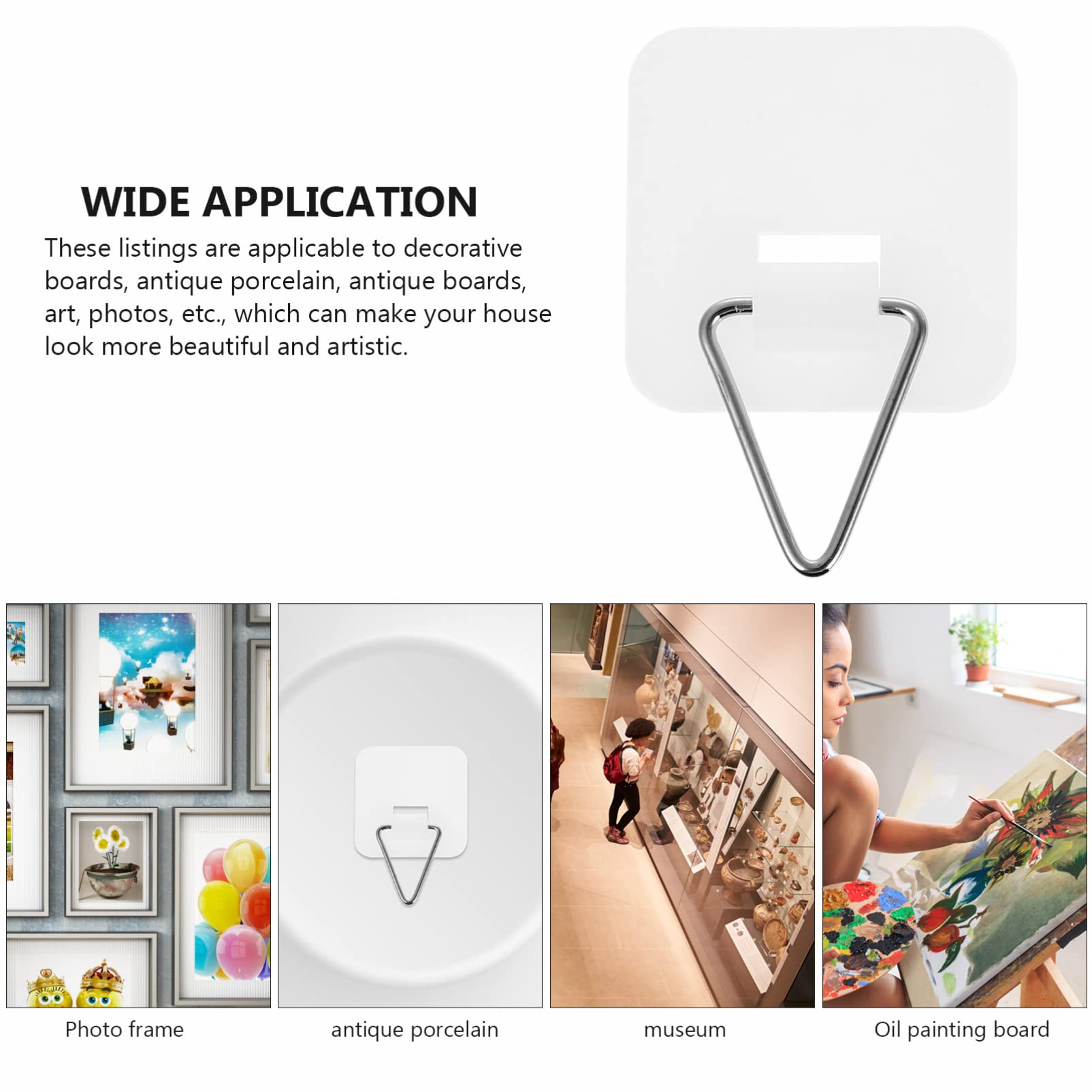 DOITOOL 50pcs Multi- use Plate, Restaurant X. White Self- Hooks Plate Dishes Fixing Decorative Hanger, Home Invisible Hanger Supplies Kitchen Adhesive Wall Holders. for Sticky Square Art