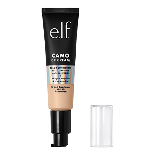 e.l.f. Camo CC Cream, Color-Correcting Full Coverage Foundation With SPF 30, Creates A Natural Finish, Vegan & Cruelty-Free, Fair 120 N, 1.05 Oz