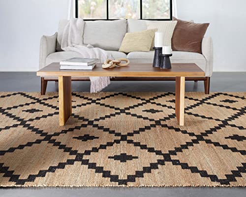 Well Woven Sabrina Rabia 8' x 10' Natural Black Jute Tribal Hand-Woven Chunky-Textured Printed Area Rug