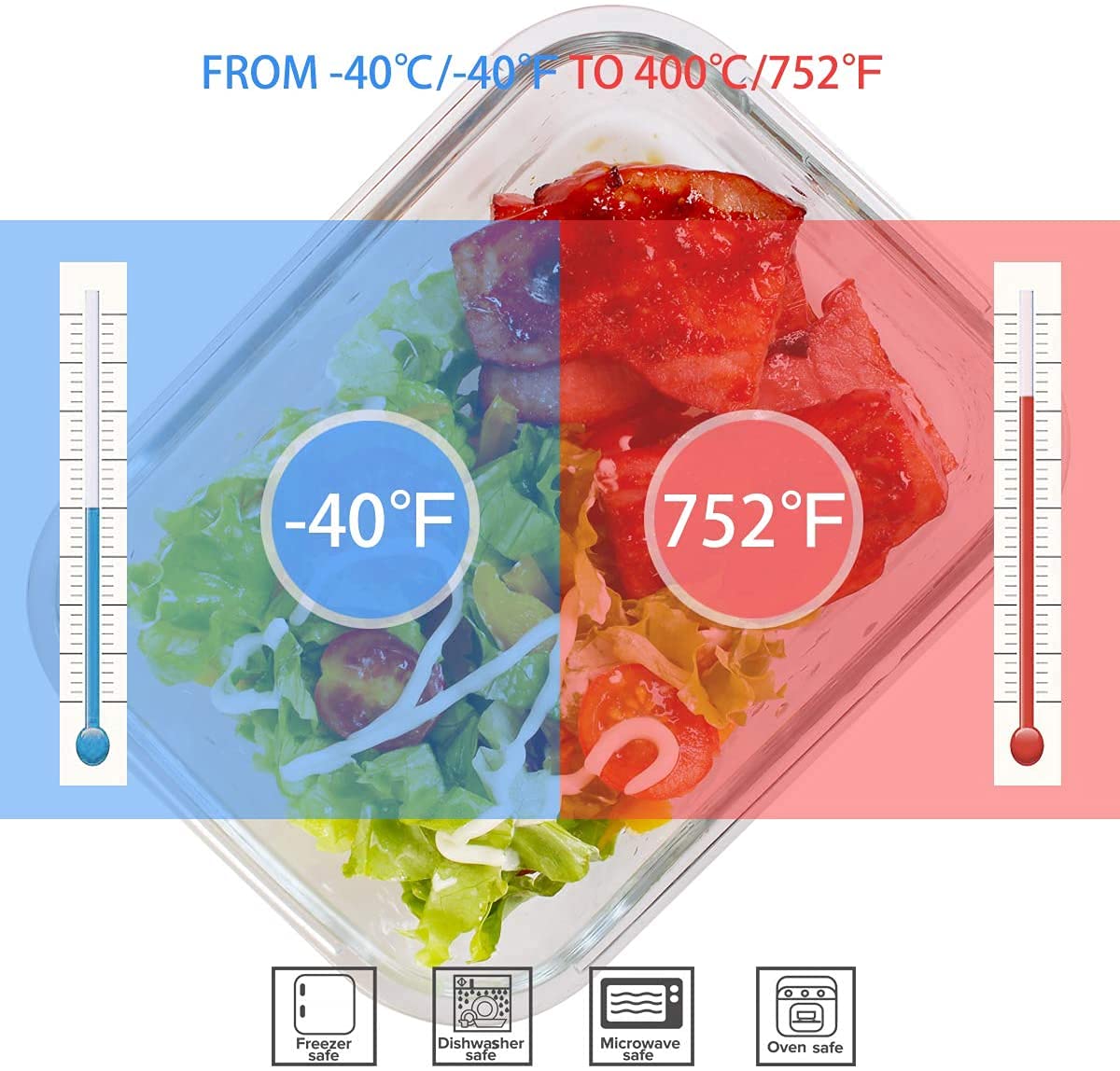 S SALIENT 18 Piece Glass Food Storage Containers with Lids, Glass Meal Prep Containers, Glass Containers for Food Storage with Lids, BPA Free & Leak Proof (9 lids & 9 Containers)