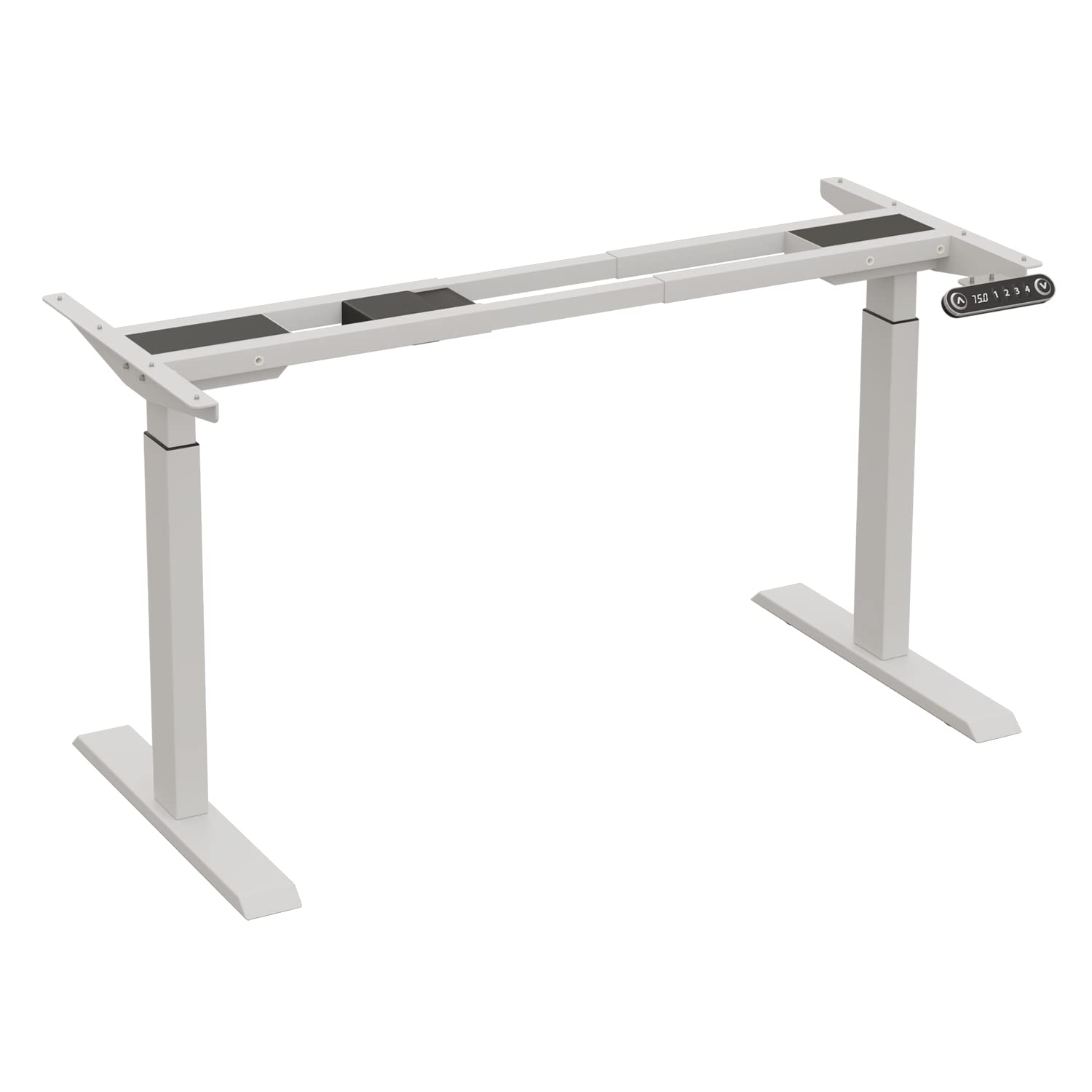Bilbil Dual Motor Electric Standing Desk Frame - Adjustable Height Workstation for Home and Office, Fits 48'' to 70'' Desktops (White Frame)