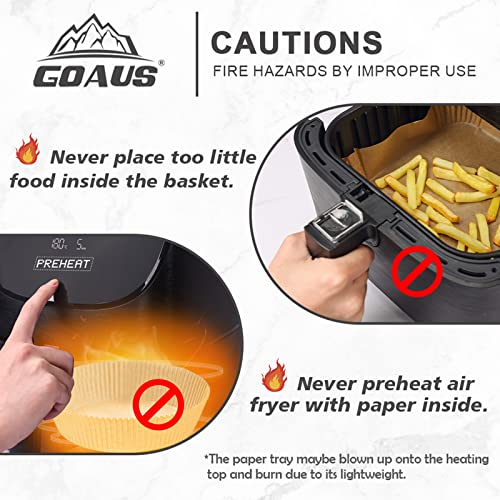 GOAUS Air Fryer 100 Pcs Rectangular Paper Liners Disposable for Dual Air Fryer with 2 Baskets 8 Qt and above, 8.6x5.5 inches Parchment Paper Rectangle, Fit Ninja DZ201 DZ401 IG651