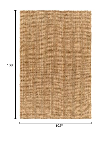 Hauteloom Ilana Jute Living Room, Bedroom Area Rug - Transitional, Traditional - Faded Driftwood,Chocolate Brown,Dark Brown - 8'6" x 11'6"