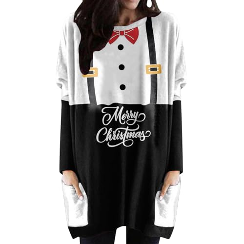 Christmas Sweaters for Women Fall Jumpsuits for Women 2023 Xmas Holiday Pullover Shirt Ugly Christmas Letter Graphic Funny high Low Hoodies Womens Joggers with Pockets 80s Outfit for Women Party
