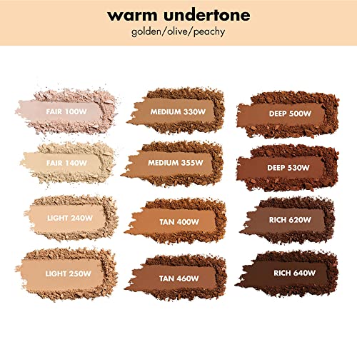 e.l.f. Camo Powder Foundation, Lightweight, Primer-Infused Buildable & Long-Lasting Medium-to-Full Coverage Foundation, Fair 140 W