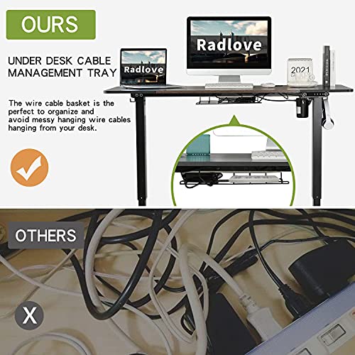 Radlove 59-Inch Large Electric Height Adjustable Computer L-Shaped Desk with Memory Controller Corner Standing Desk Modern Workstation with Splice Board Game Ergonomic Desk (Black Frame + Black Top)