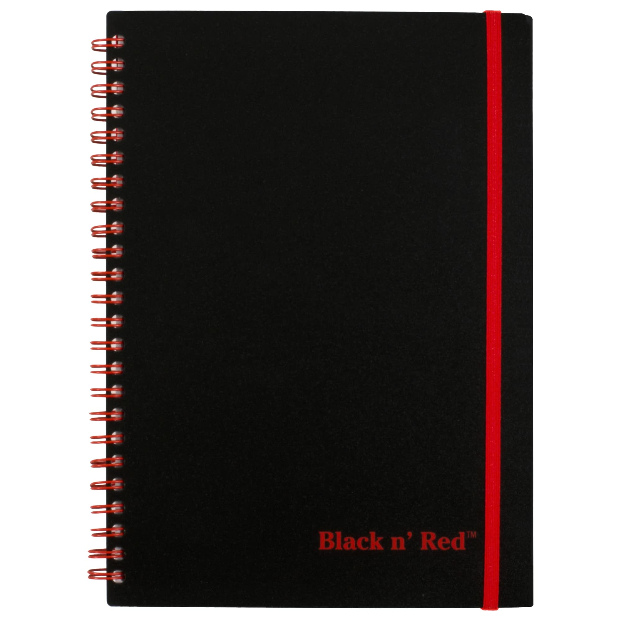 Black n' Red Twin Spiral Poly Cover Notebook, Medium, Black, 70 Ruled Sheets, Pack of 1 (C67009)