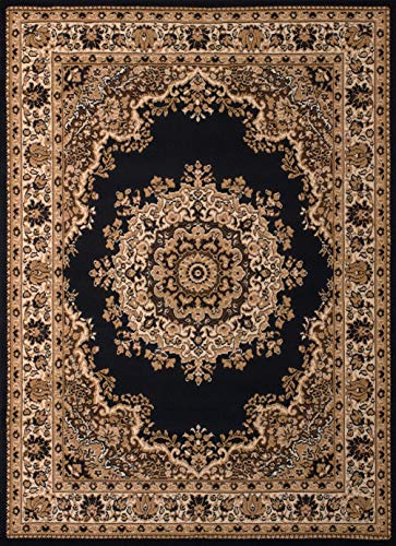 United Weavers Dallas Floral Kirman Area Rug - Black, 8x11, Traditional Indoor Floor Rug with Jute Backing