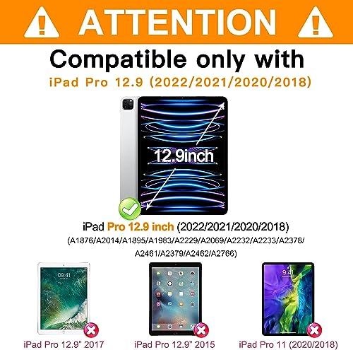 BATYUE iPad Pro 12.9 Case - Rugged Protective Case for iPad Pro 12.9-inch 6th/ 5th/ 4th/ 3rd Generation 2022/2021/ 2020/2018, iPad Pro 12.9 Cover with Pencil Holder/ 360° Swivel Stand - Light