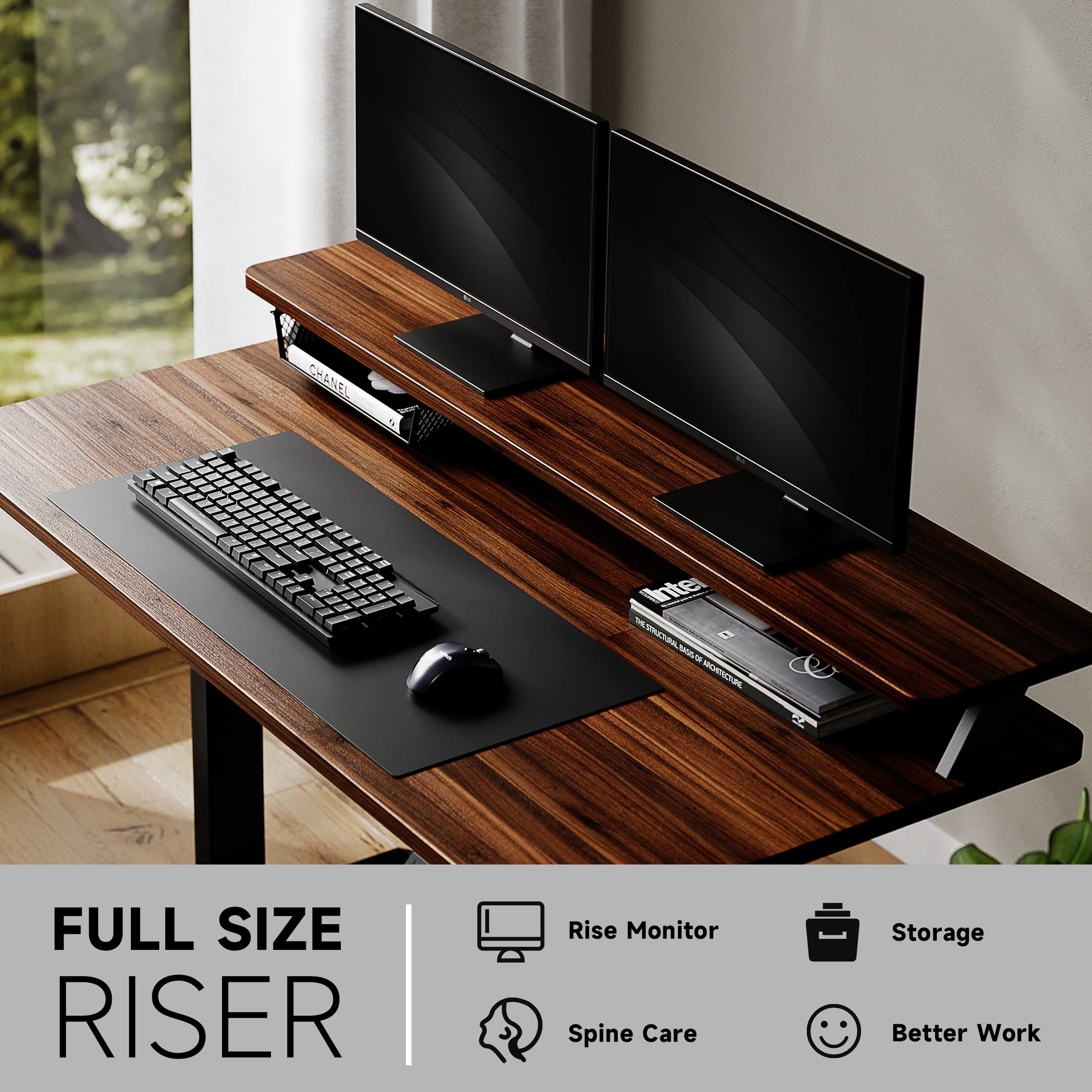 Fenge Electric Standing Desk, 48 x 24 Inches Quick Install Height Adjustable Desk with Drawer, Computer Stand Up Desk Sit Stand Desk Workstation for Home Office