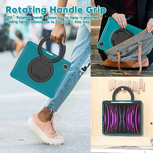 BATYUE iPad Pro 12.9 Case - Rugged Protective Case for iPad Pro 12.9-inch 6th/ 5th/ 4th/ 3rd Generation 2022/2021/ 2020/2018, iPad Pro 12.9 Cover with Pencil Holder/ 360° Swivel Stand - Light