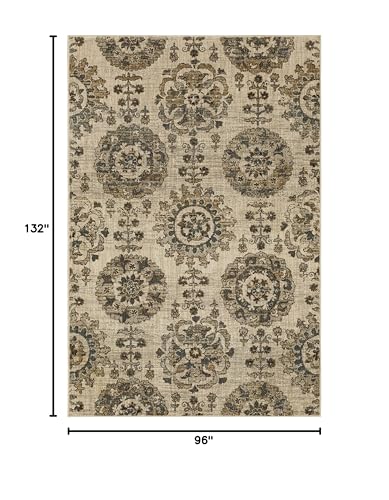 Mohawk Home Belgravia Transitional Geometric, Ornamental Gray 8' x 11' Area Rug Perfect for Living Room, Dining Room, Office