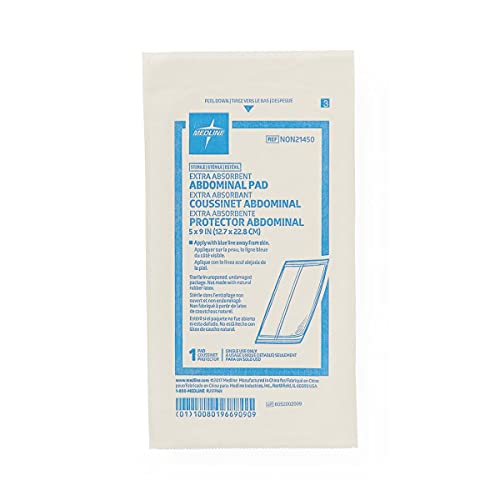 Medline Medline Sterile Abdominal Pad, NON21450H, 5 inch x 9 inch, 2 Packs of 25 Count