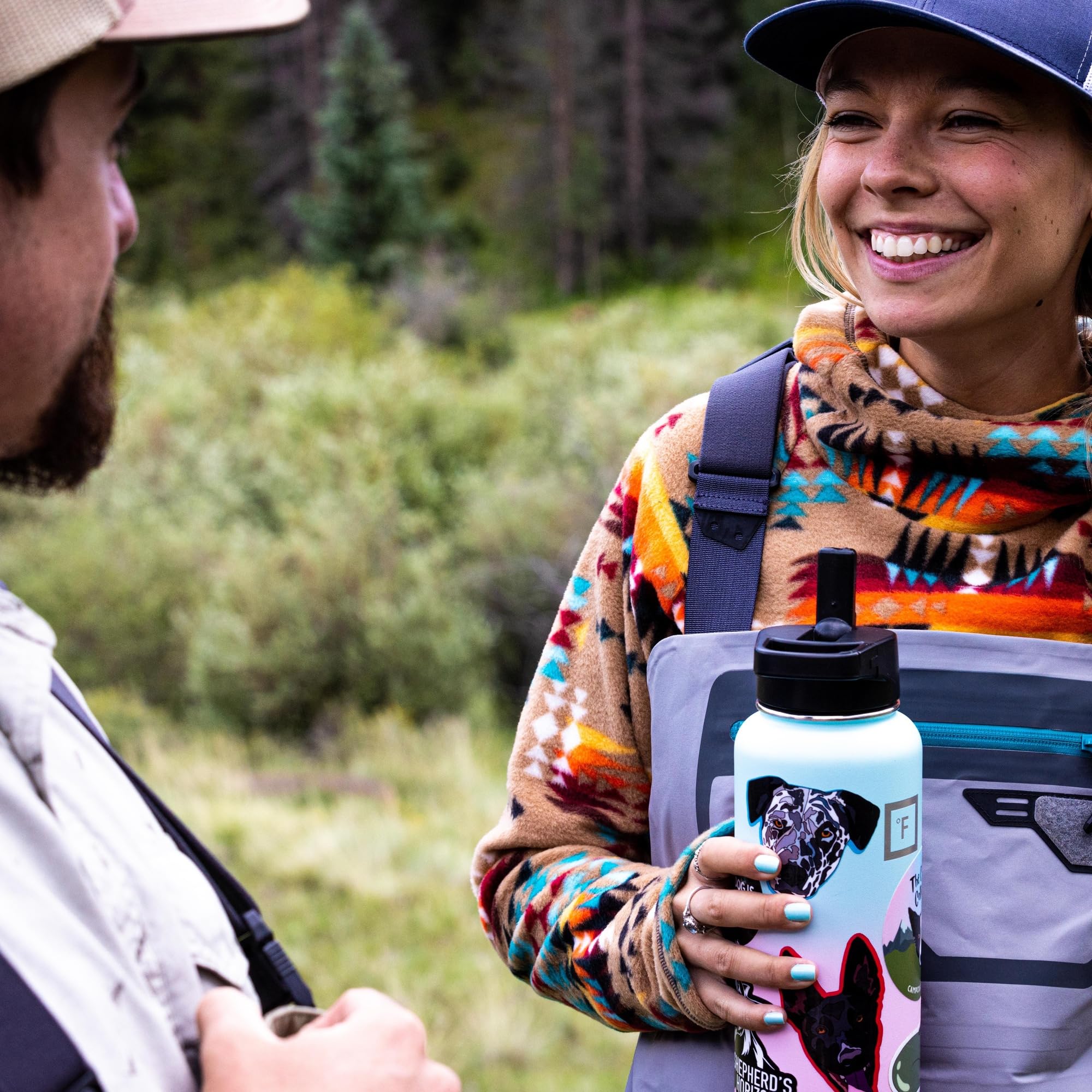IRON °FLASK Camping & Hiking Hydration Flask with 3 Lids - Stainless Steel, Double Walled & Vacuum Insulated Water Bottle - Leak Proof & BPA Free (Fire, Spout - 40 oz)