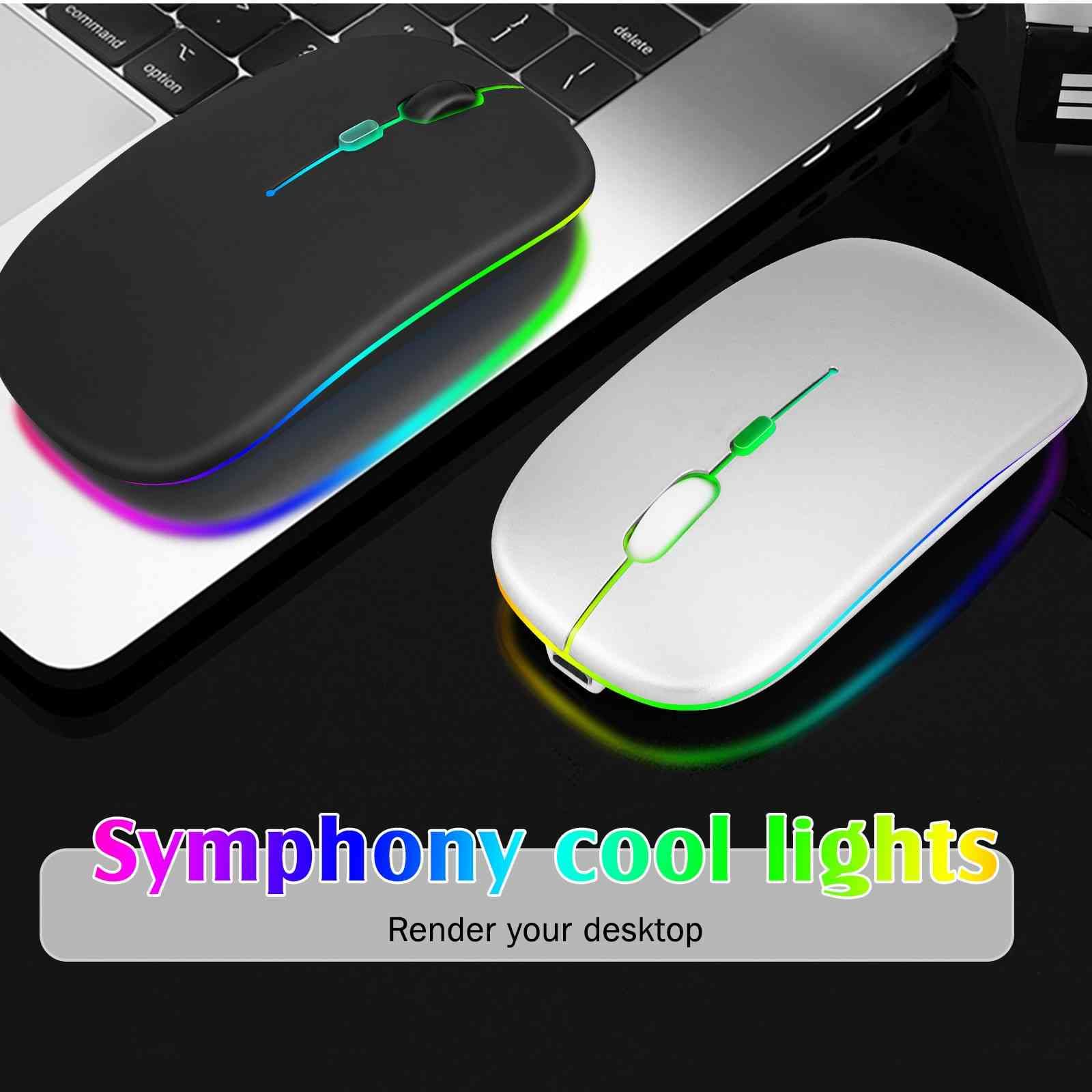 UrbanX Bluetooth Rechargeable Mouse for Lenovo ThinkPad E15 Gen 2 Laptop Bluetooth Wireless Mouse Designed for Laptop/PC/Mac/iPad pro/Computer/Tablet/Android RGB LED Pure White
