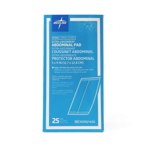 Medline Medline Sterile Abdominal Pad, NON21450H, 5 inch x 9 inch, 2 Packs of 25 Count