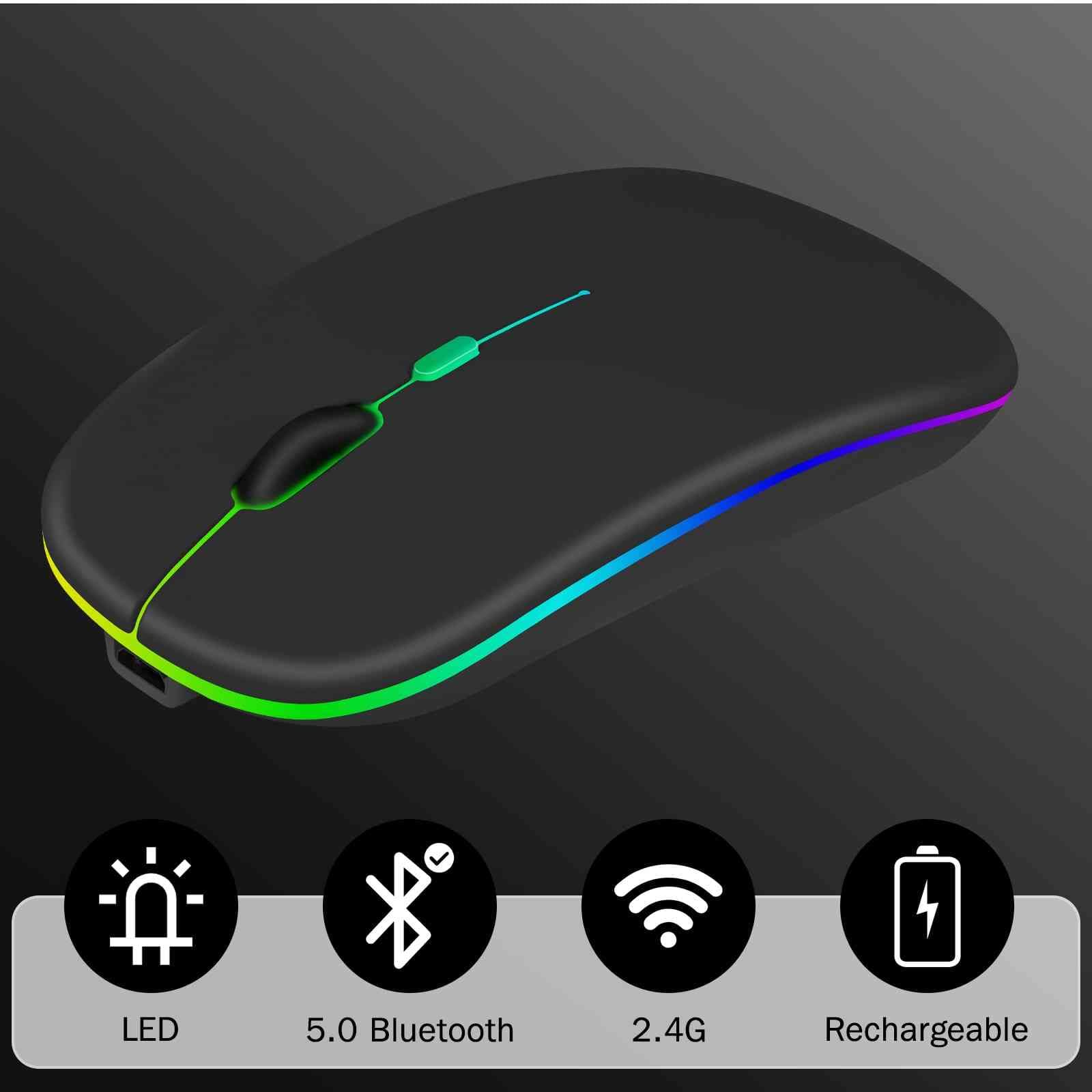 UrbanX Bluetooth Rechargeable Mouse for Lenovo ThinkPad E15 Gen 2 Laptop Bluetooth Wireless Mouse Designed for Laptop/PC/Mac/iPad pro/Computer/Tablet/Android RGB LED Pure White