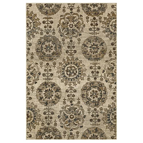 Mohawk Home Belgravia Transitional Geometric, Ornamental Gray 8' x 11' Area Rug Perfect for Living Room, Dining Room, Office