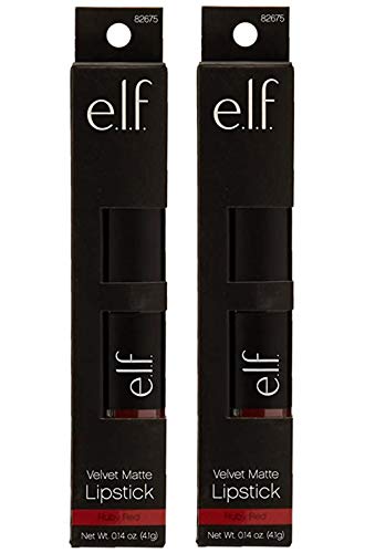 e.l.f. Pack of 2 Velvet Matte Lipstick, Ruby Red (82675)