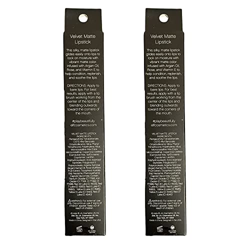 e.l.f. Pack of 2 Velvet Matte Lipstick, Ruby Red (82675)