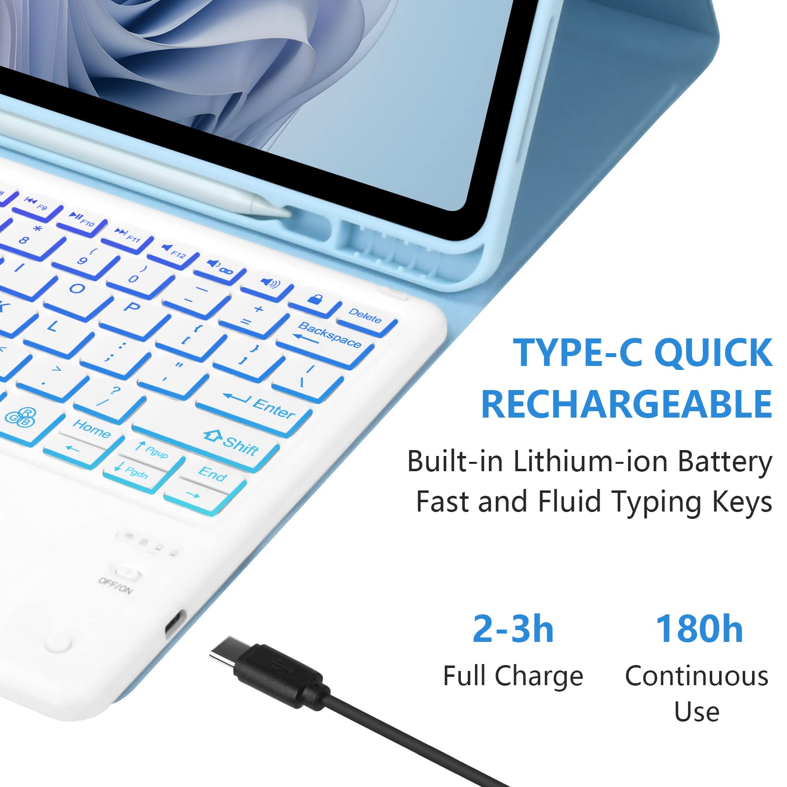 BQSS Keyboard Case for iPad Air 13 inch(M2) 2024 Case with Keyboard for iPad Pro 12.9 inch 6th Gen 2022/5th Gen Keyboard Cover Detachable Backlit Keyboard Wireless Keyboard