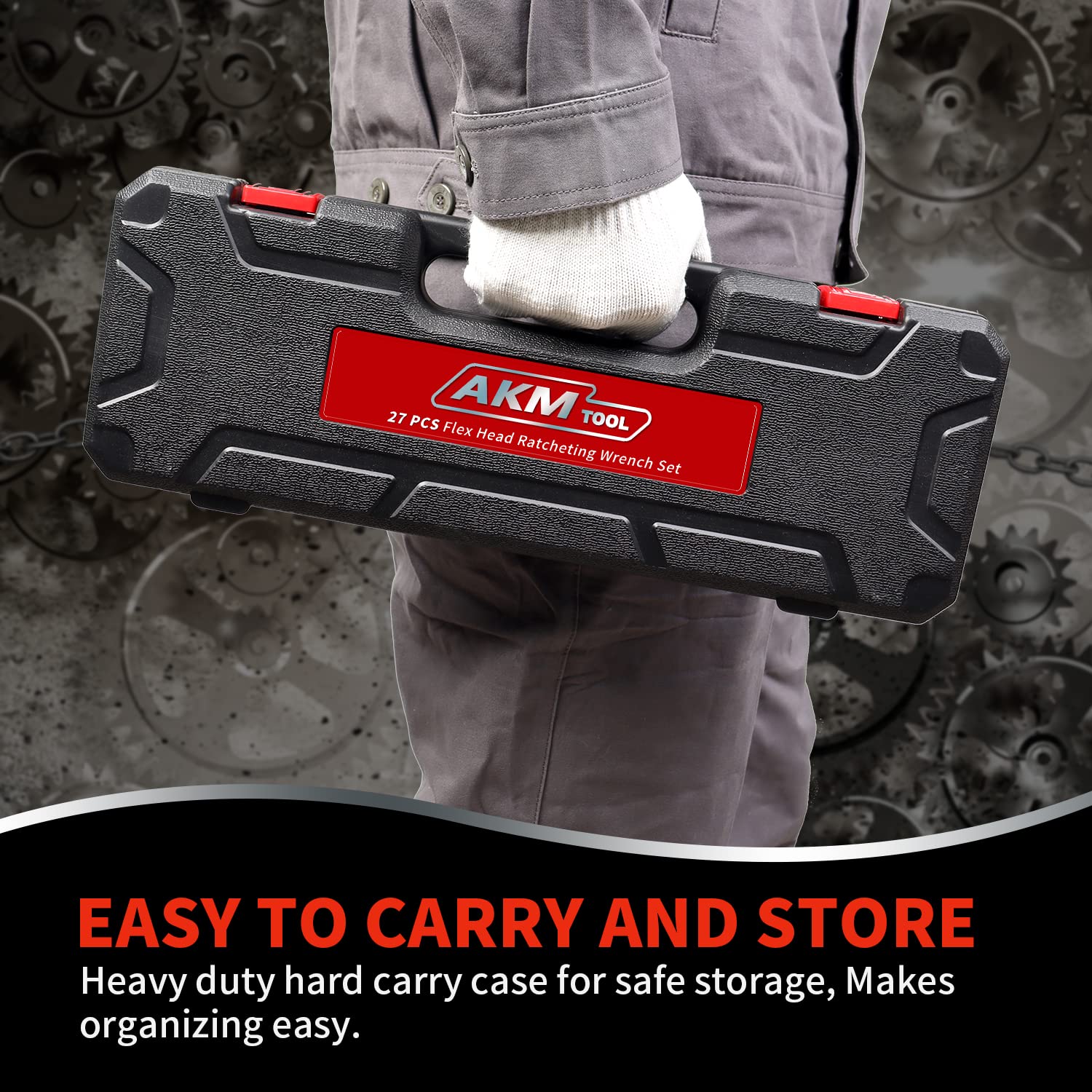 AKM TOOL 27 PC Flex Head Ratcheting Wrench Set, Metric | 72-Tooth | 8-22mm | Extra Long Double Box End Ratchet Wrench Flex Head Wrench Set