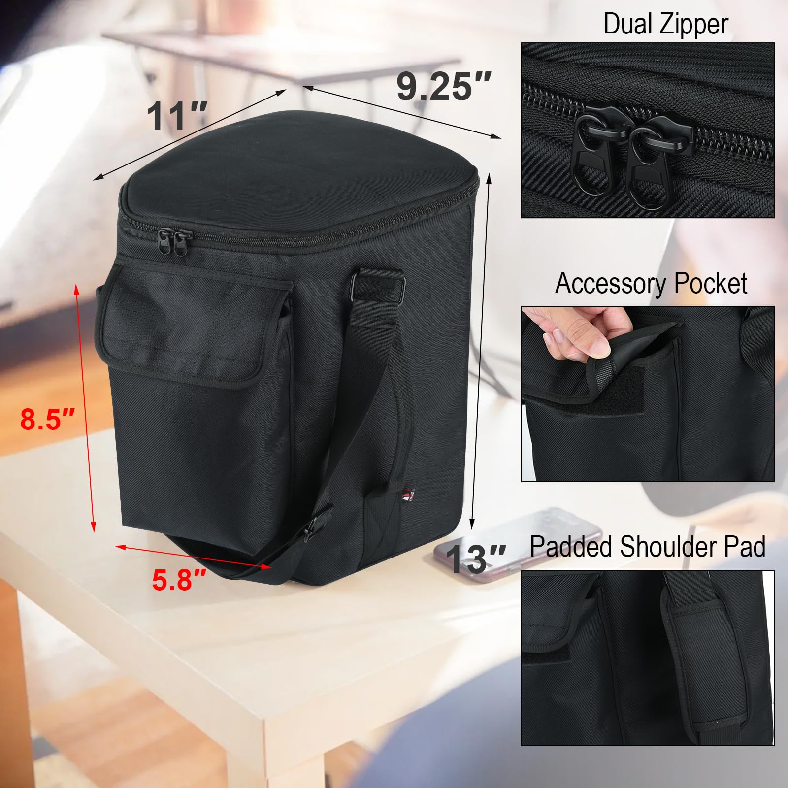 TXEsign Travel Carrying Case for Bose S1 Pro/Bose S1 Pro+, Slip Cover Case with Shoulder Strap &Accessory Pocket, Portable Carry Bag Holder w Handle Strap for Bose Speaker (Black)