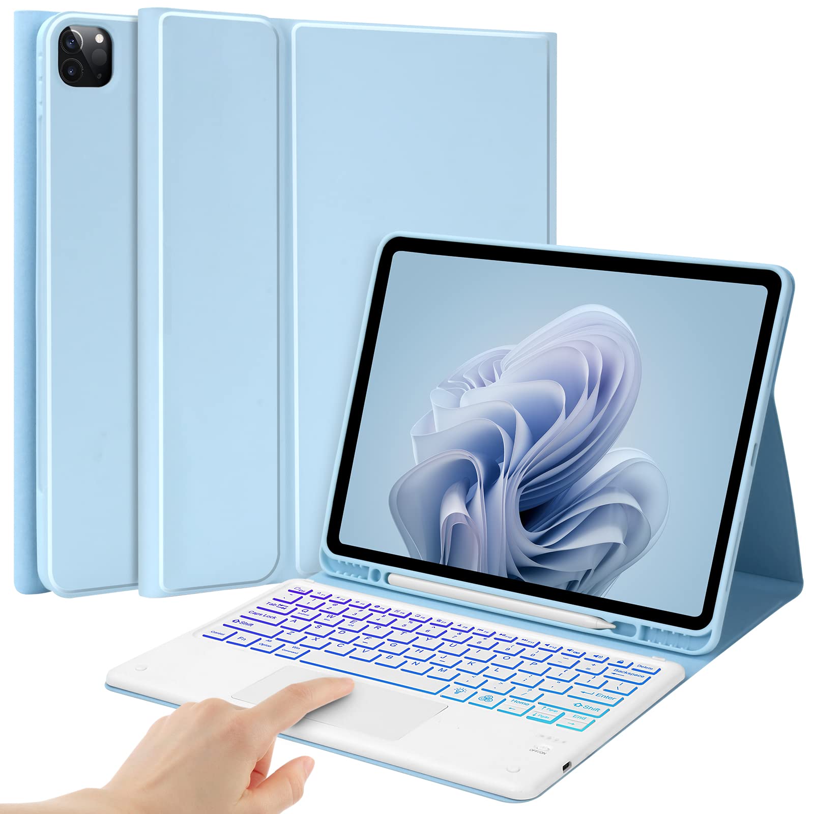 BQSS Keyboard Case for iPad Air 13 inch(M2) 2024 Case with Keyboard for iPad Pro 12.9 inch 6th Gen 2022/5th Gen Keyboard Cover Detachable Backlit Keyboard Wireless Keyboard