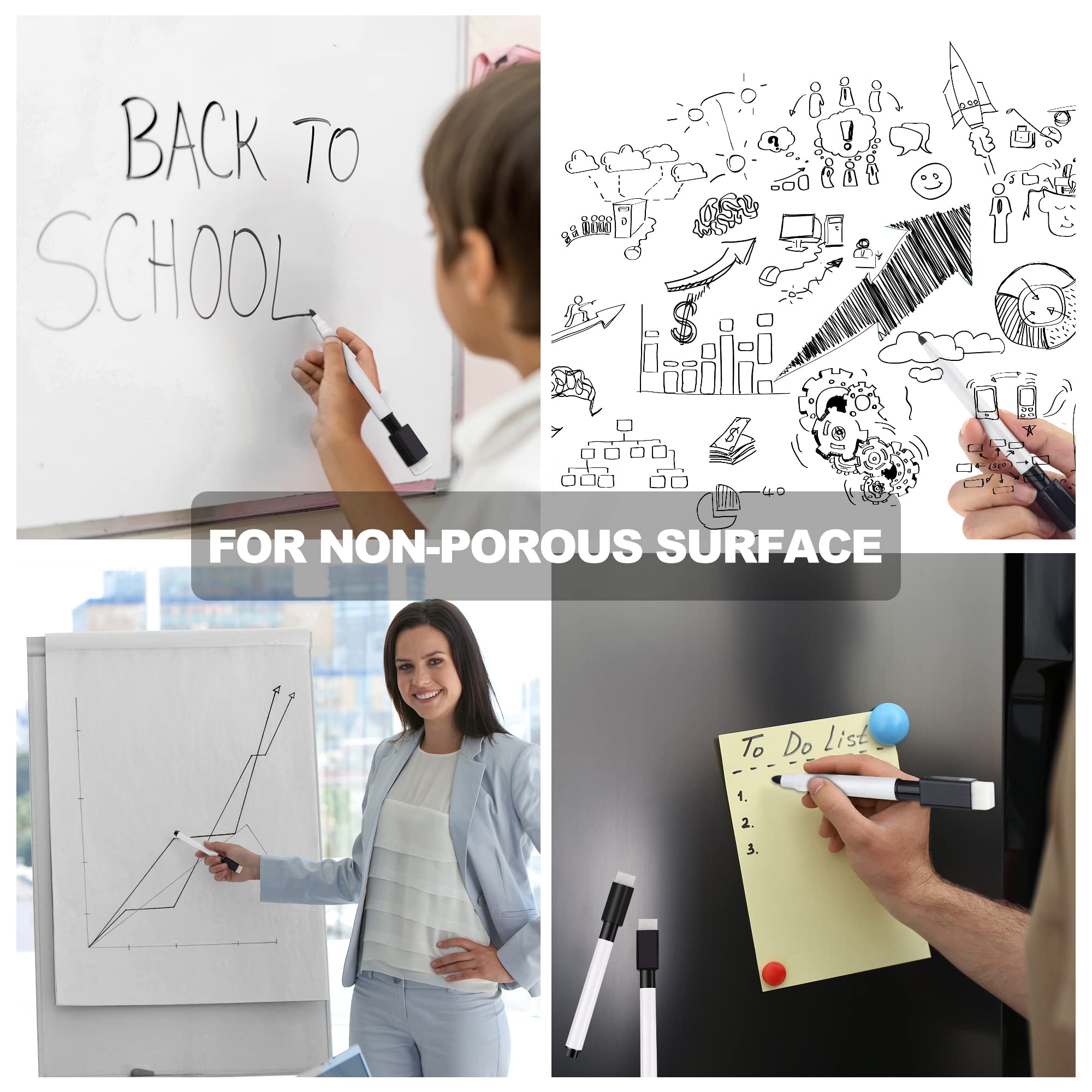 IHPUKIDI Magnetic Dry Erase Markers Fine Point Tip, 48-Pack Whiteboard Markers Dry Erase Marker with Eraser Cap, Low Odor Whiteboard Markers, Thin Dry Erase Markers for Kids Teachers