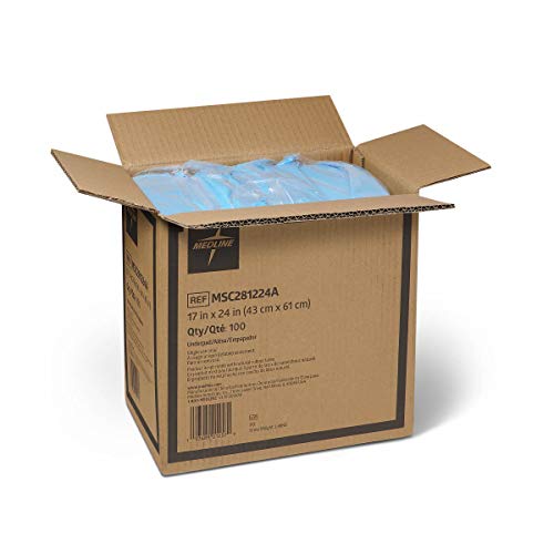 Medline Ultra Lightweight Tissue and Plastic 17” x 24” Disposable Underpad, Great for Changing Table and Surfaces, 100 Count