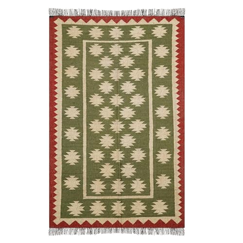 Handmade Wool Jute Area Rug for Bedroom Living Room,Custom Size, Kilim Rug Boho Jute Rug (10x14 feet)
