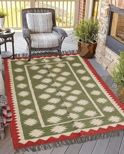 Handmade Wool Jute Area Rug for Bedroom Living Room,Custom Size, Kilim Rug Boho Jute Rug (10x14 feet)